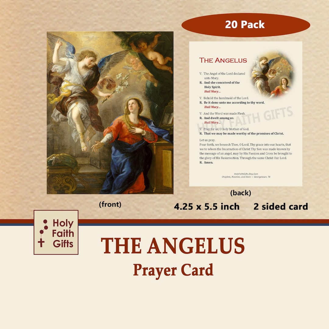 THE ANGELUS Prayer Card, (20 Pack), 2-sided, Full Color Prayer Card ...