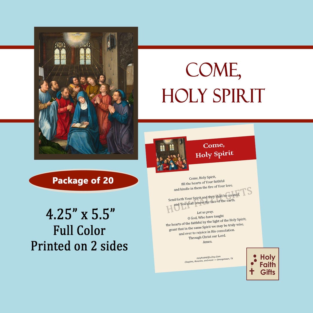 COME HOLY SPIRIT Prayer Card, (20 Pack), 2-sided, Full Color Prayer ...