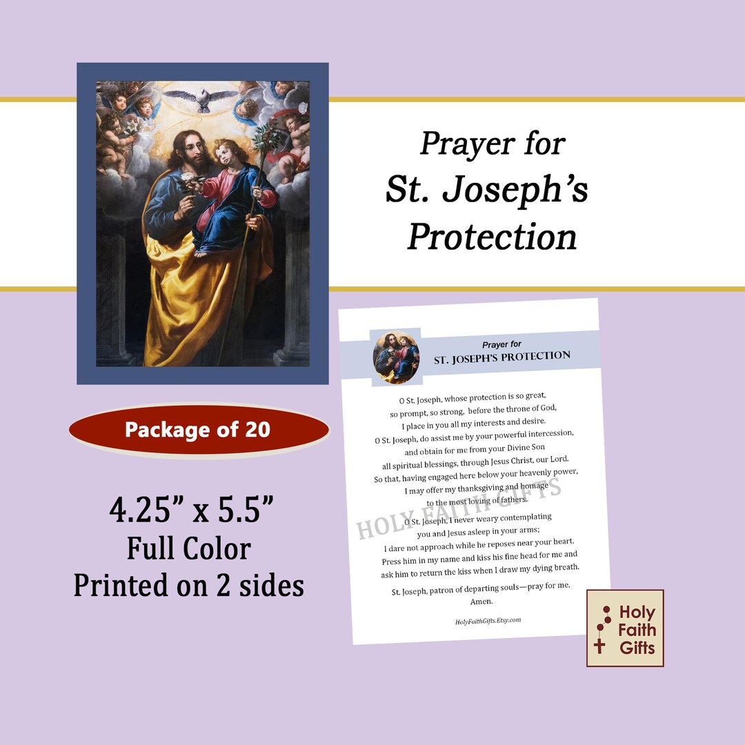St Joseph Protection Prayer Cards, Prayer for St. Joseph's Protection ...