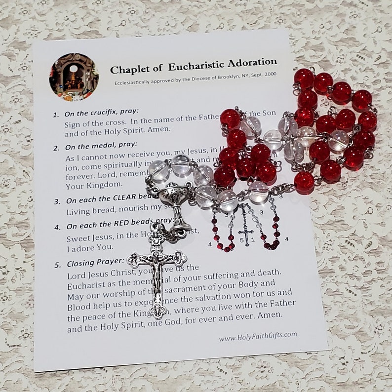 Chaplet of Adoration, Red Glass Beads, With Instructions, Chaplet of ...