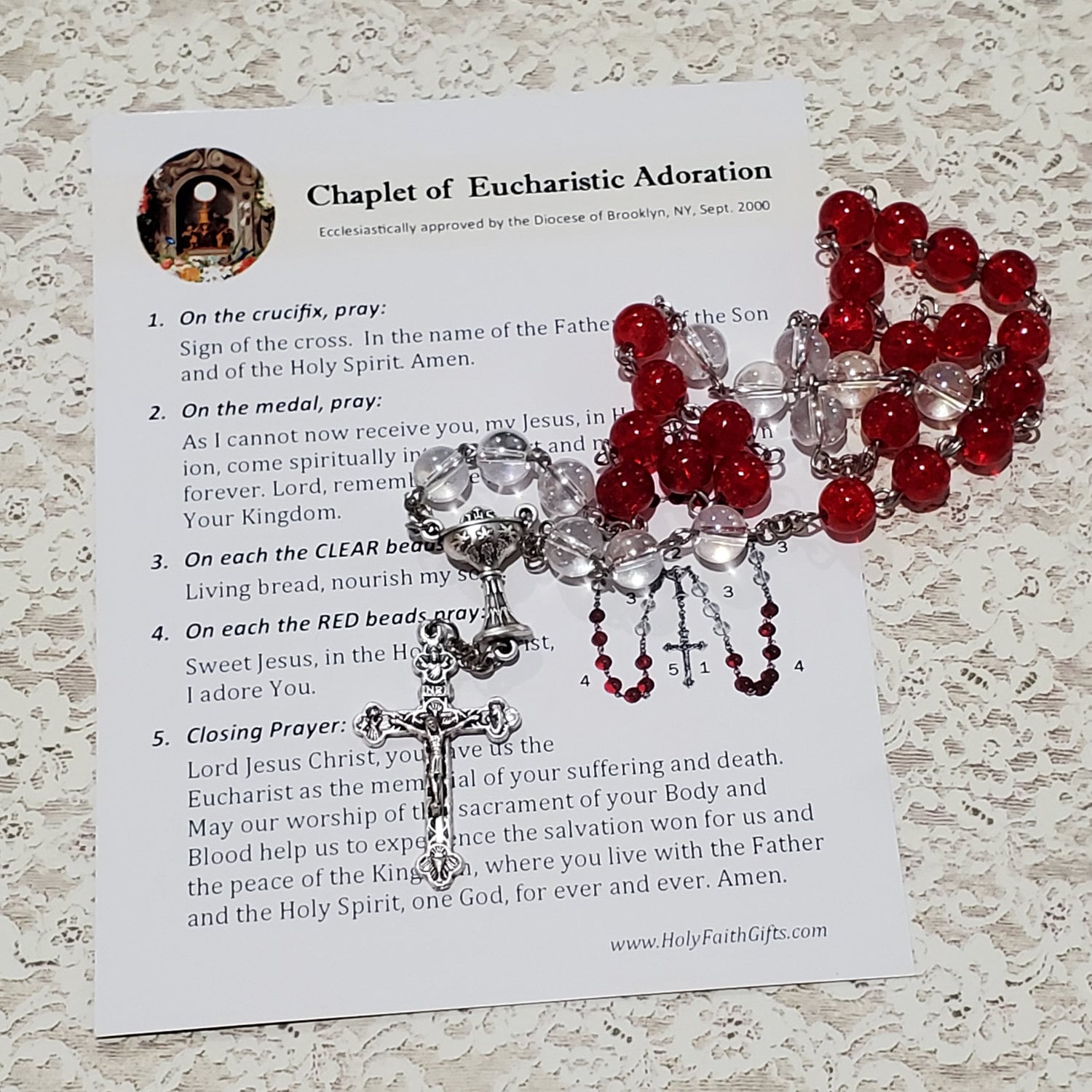 Chaplet of Adoration, Red Glass Beads, With Instructions, Chaplet of ...