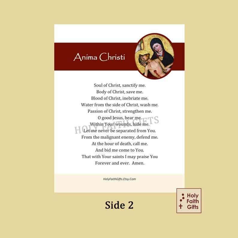 ANIMA CHRISTI Prayer Card, (20 Pack), 2-sided, Full Color Prayer Card ...