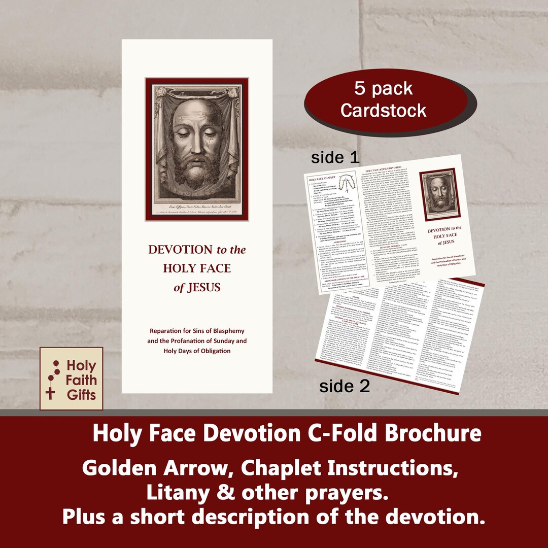 HOLY FACE Prayer Brochure (5 Pack), Full Color, Cardstock, Letter Size ...