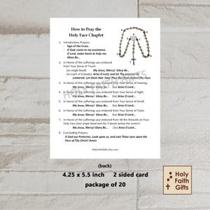 HOLY FACE of Jesus Chaplet Instructions Prayer Card (20 Pack), Holy ...