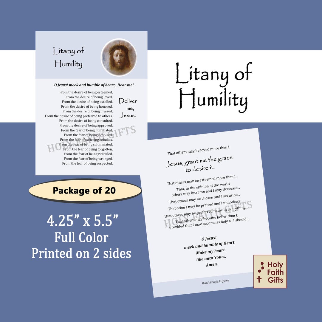 LITANY of HUMILITY Prayer Card, (20 Pack), 2-sided, Full Color Prayer ...