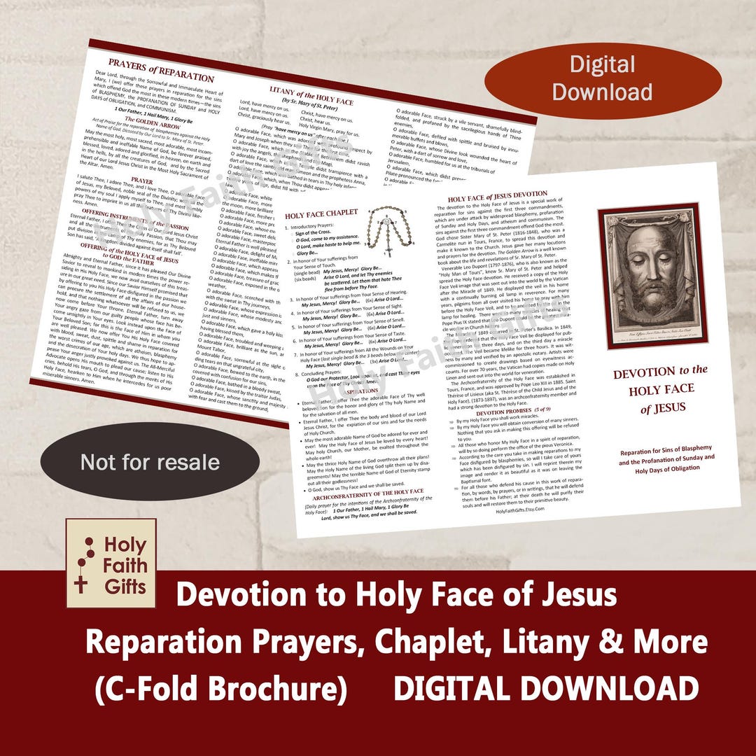 HOLY FACE Prayer Brochure, Digital Download, Letter C-fold Brochure ...