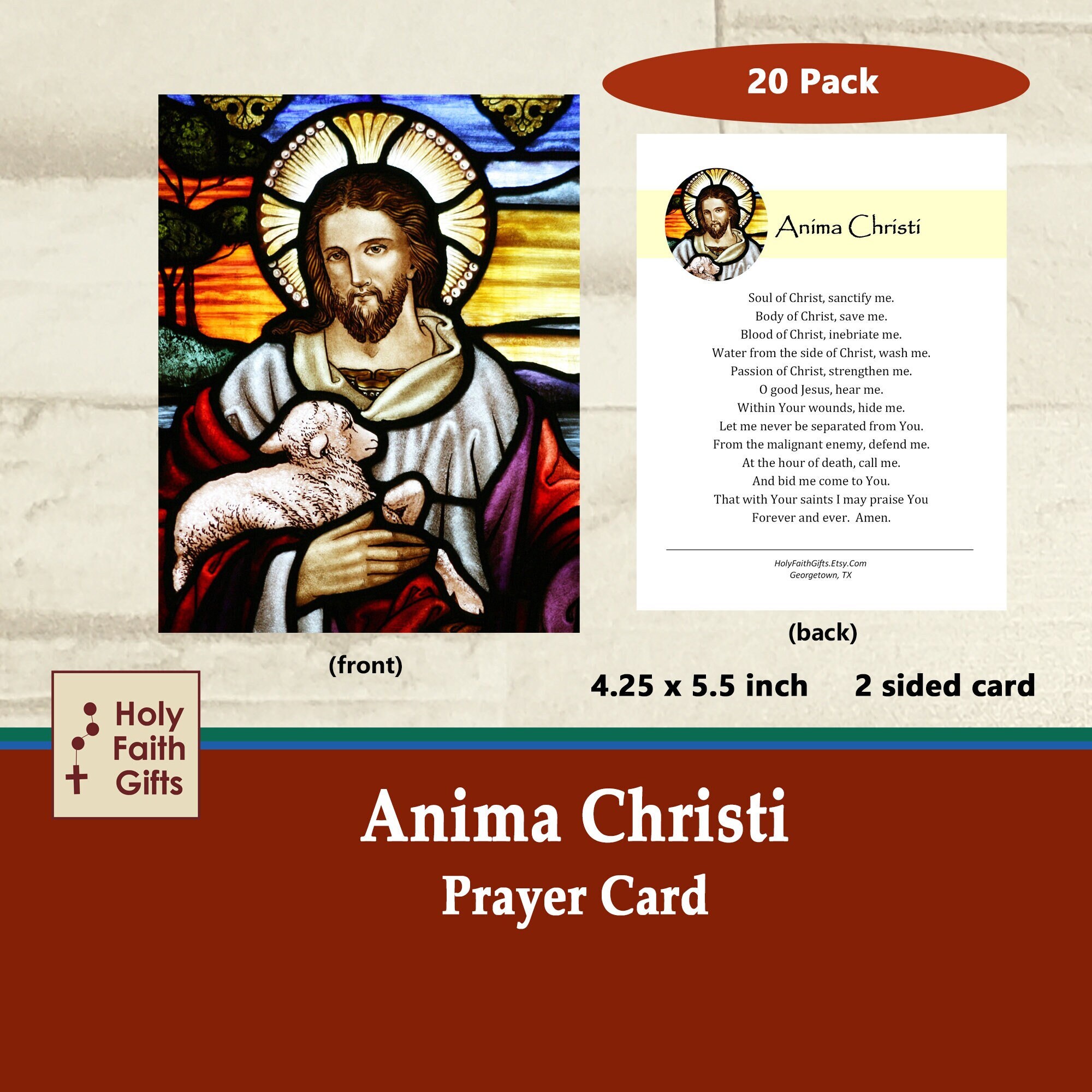 ANIMA CHRISTI Prayer Card, 20 Pack, 2-sided, Full Color Prayer Card - Etsy