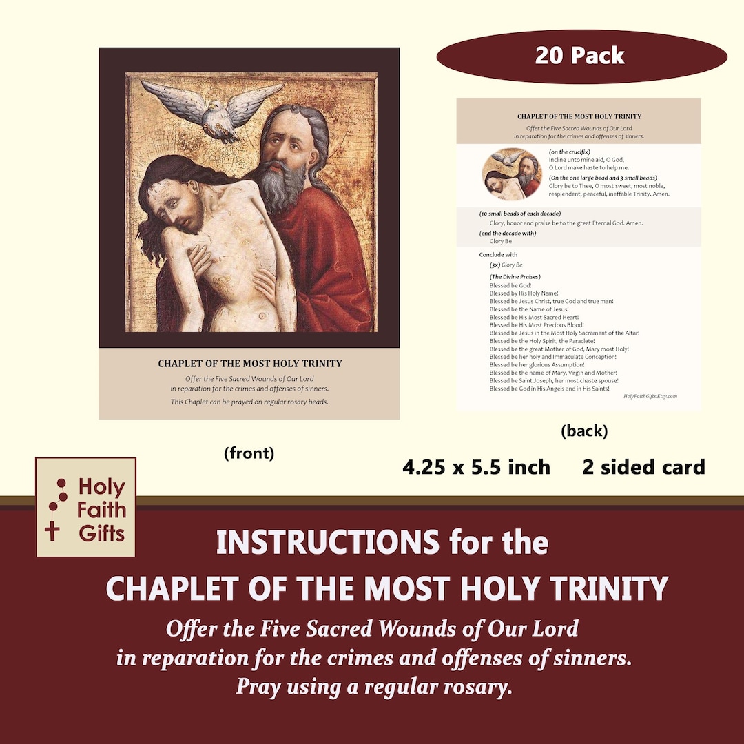 Most HOLY TRINITY Chaplet Instructions Prayer Card (20 Pack ...