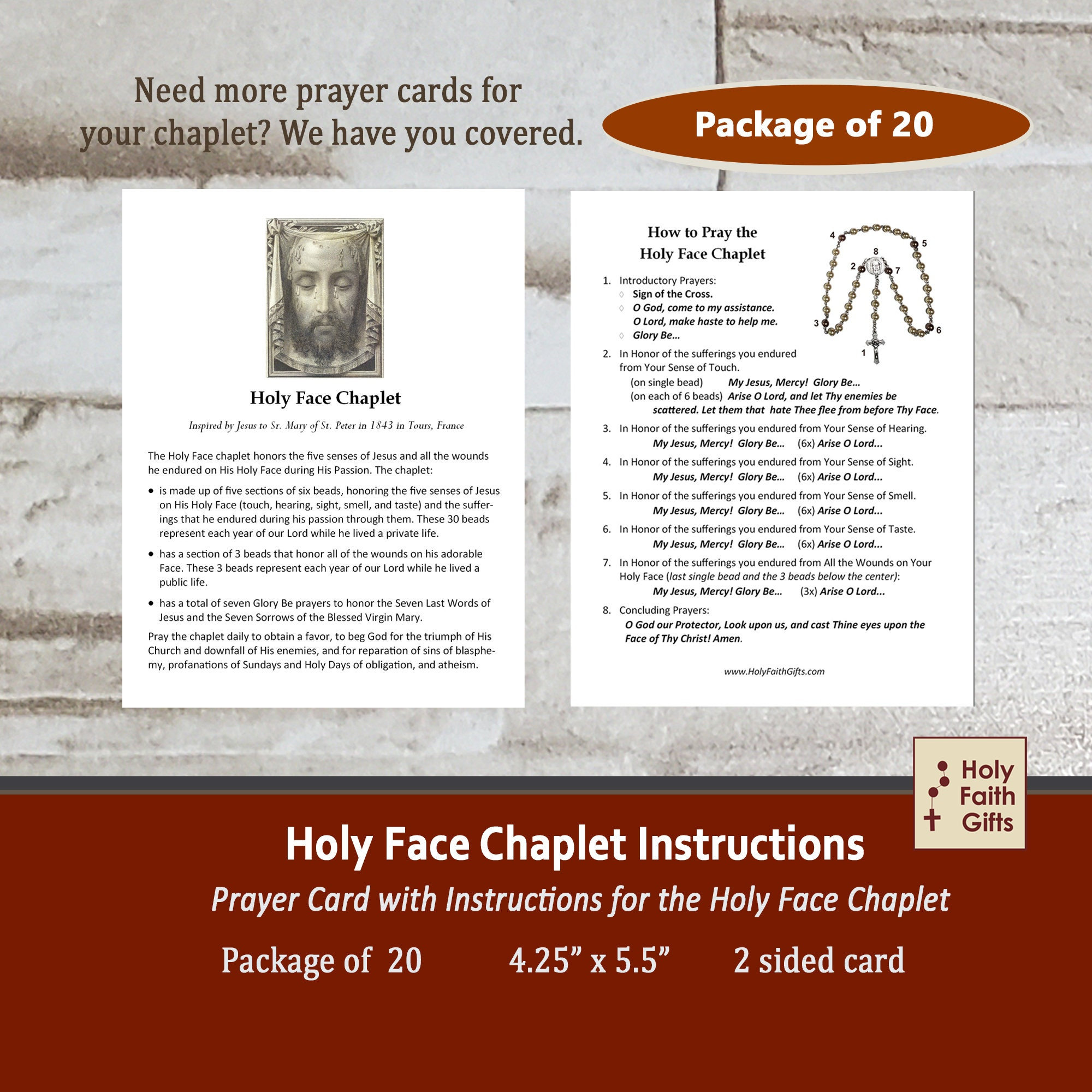 HOLY FACE of Jesus Chaplet Instructions Prayer Card 20 Pack, Holy Face ...