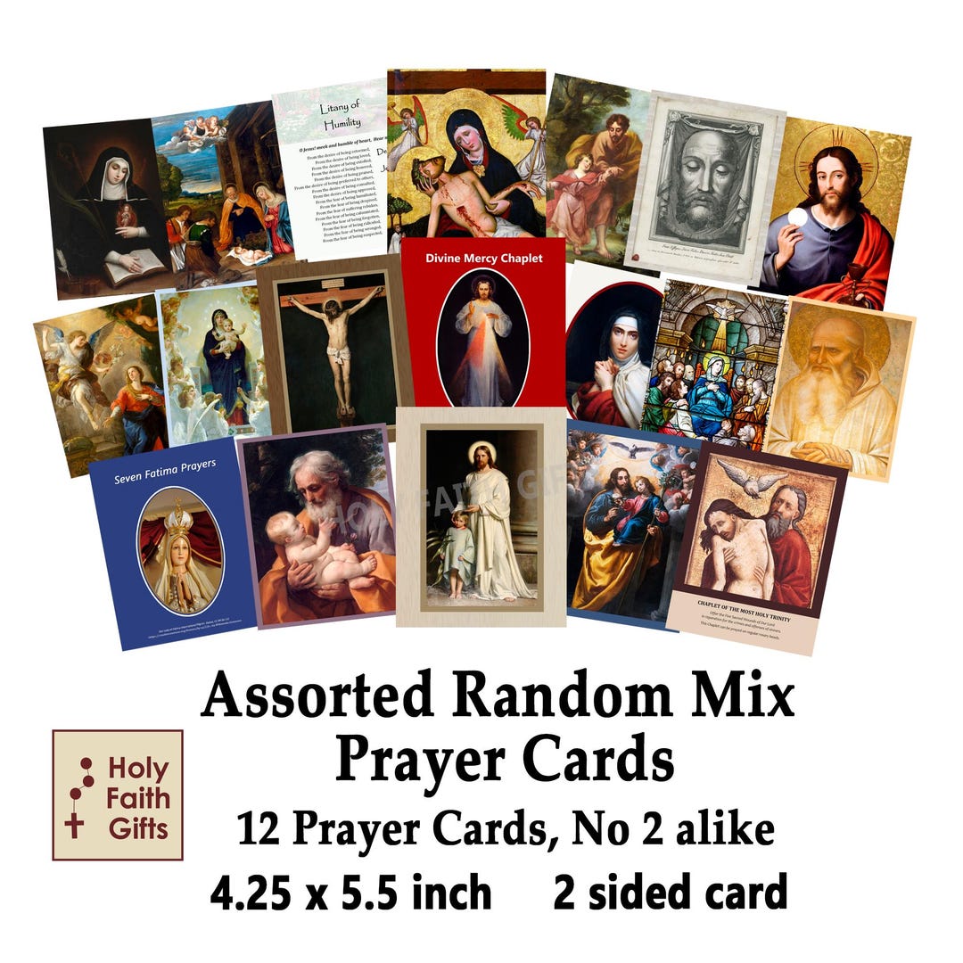 ASSORTED Random Mix Prayer Cards, (12 Pack), 2-sided, Full Color Prayer ...