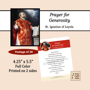 Prayer for Generosity Prayer Card, St. Ignatius of Loyola, (20 Pack), 2 ...