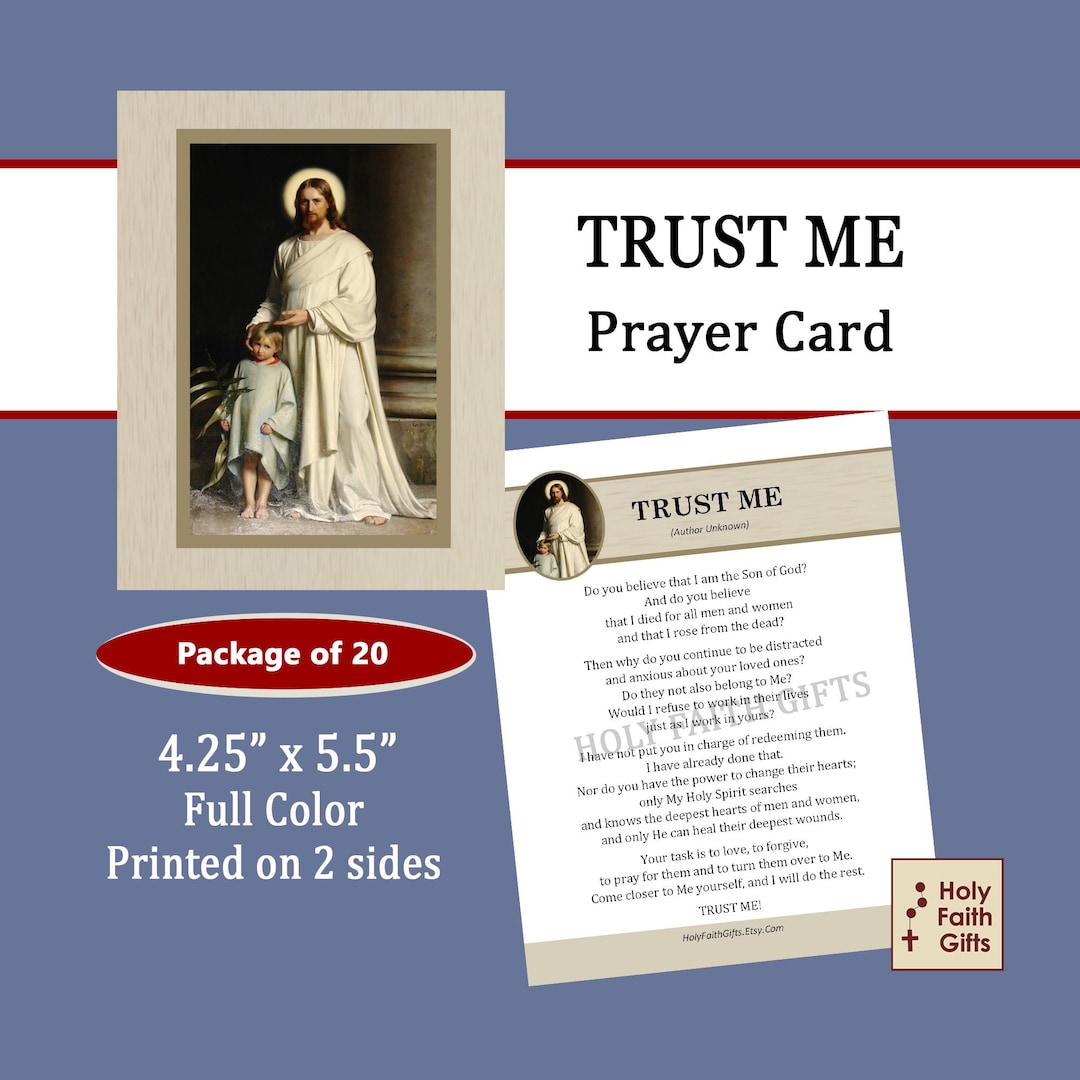 TRUST ME Prayer Card, (20 Pack), Style: Pale Oak, 2-sided, Full Color ...