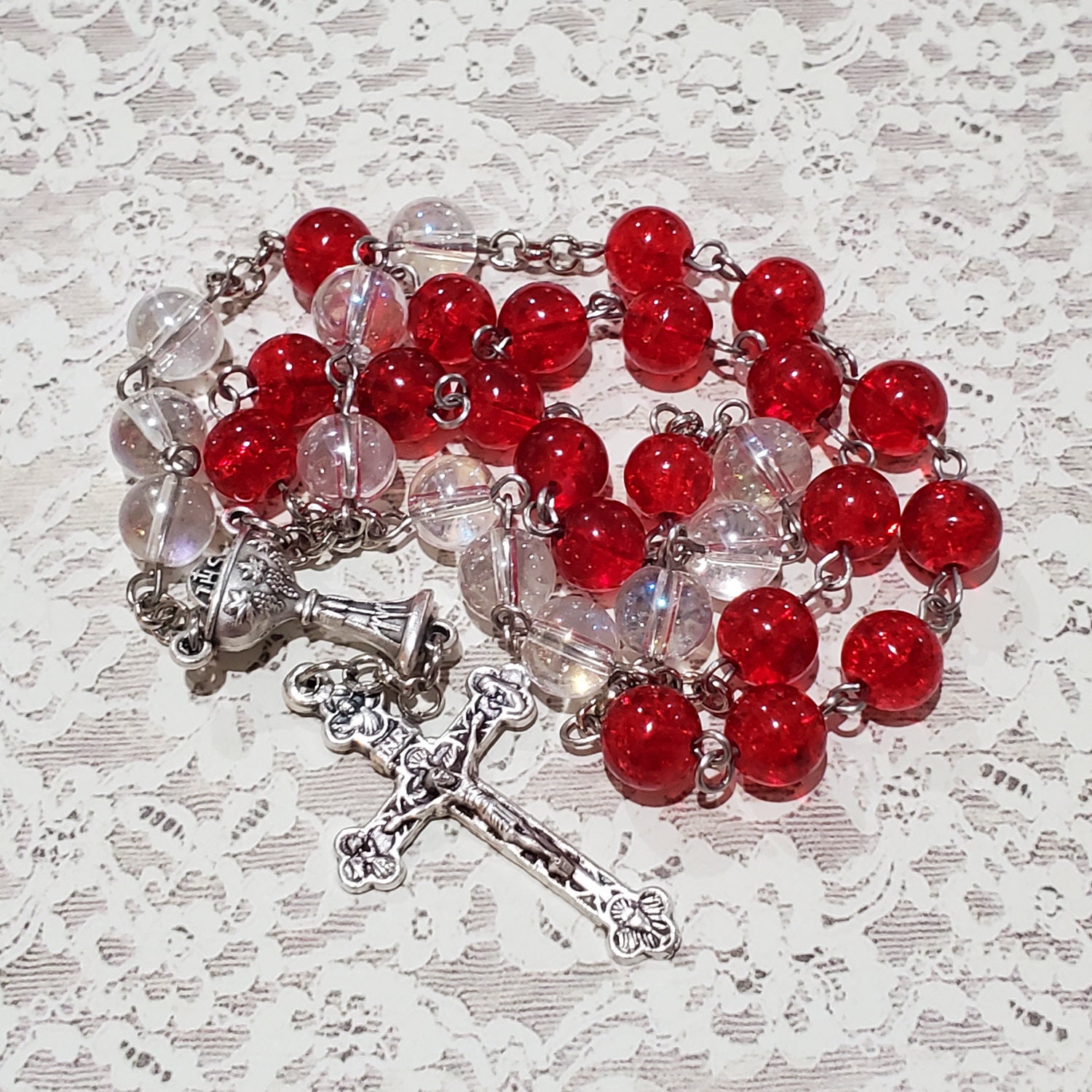 Chaplet of Adoration, Red Glass Beads, With Instructions, Chaplet of ...