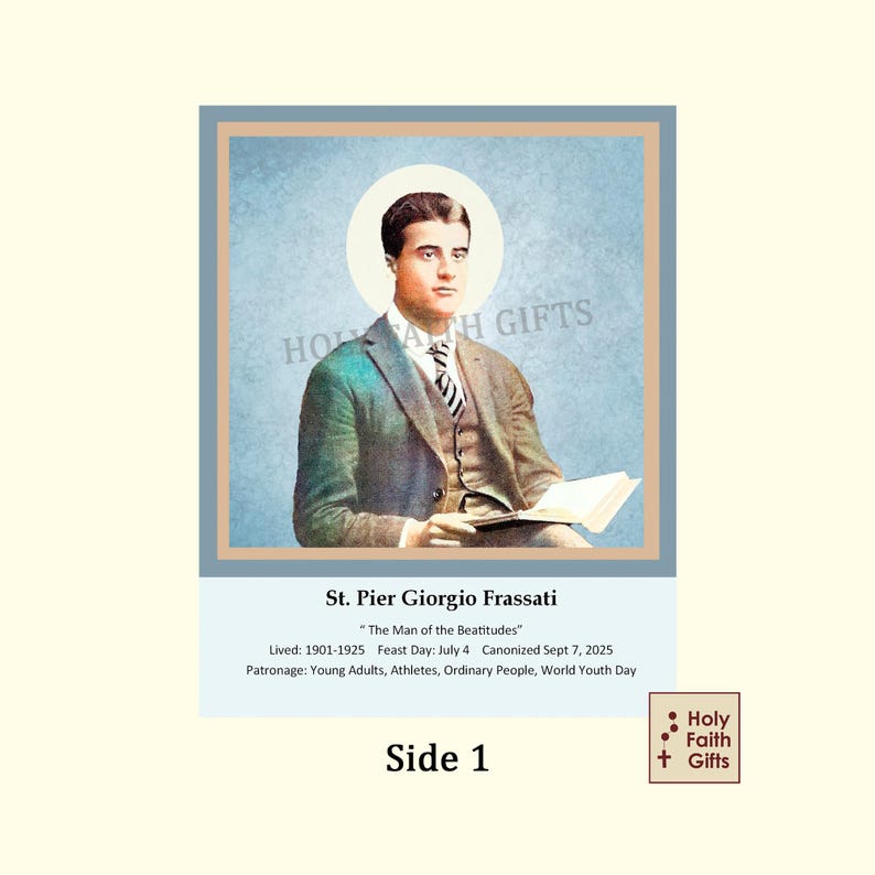St. Pier Giorgio Frassati Prayer Card, (20 Pack), 2-sided, Full Color ...