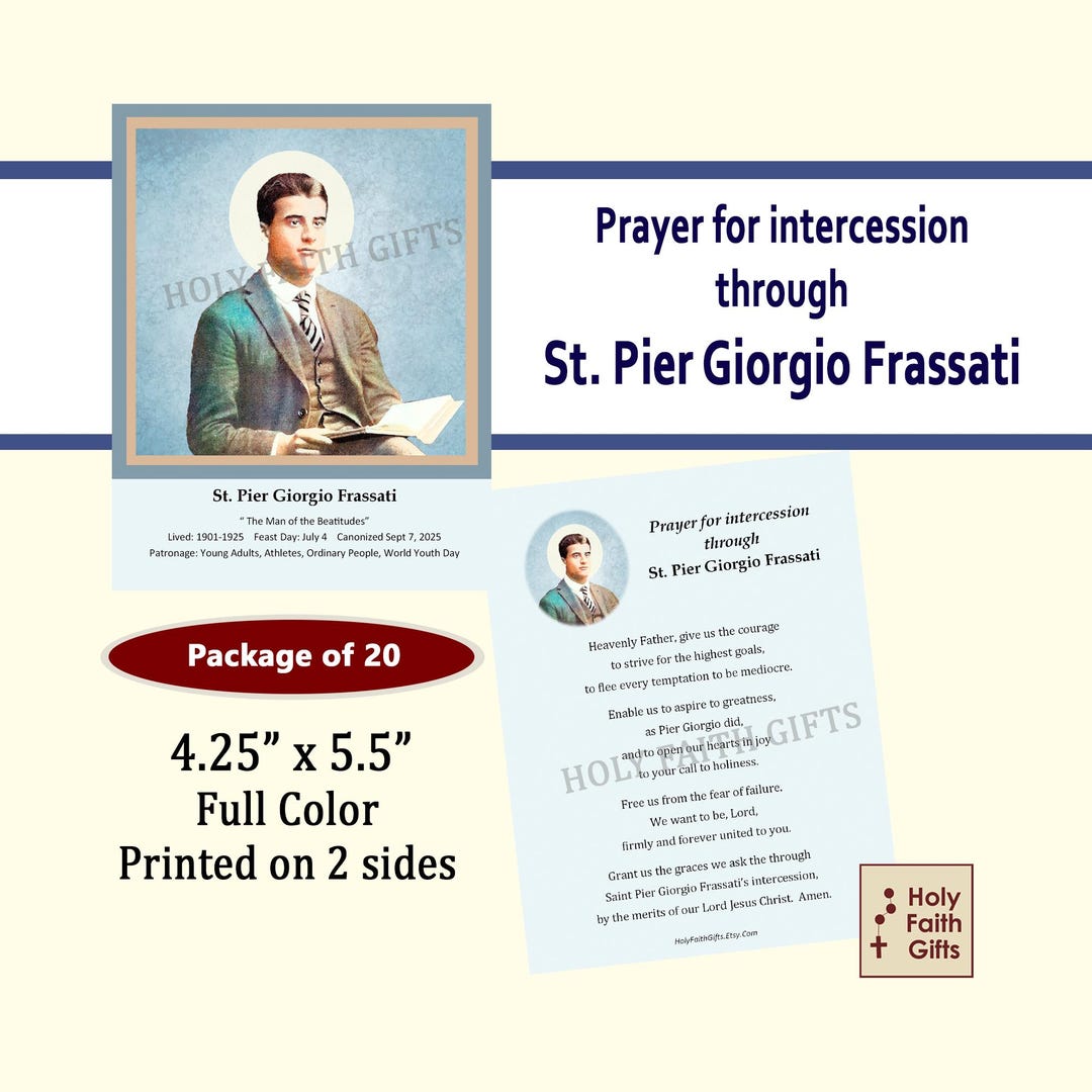 St. Pier Giorgio Frassati Prayer Card, (20 Pack), 2-sided, Full Color ...