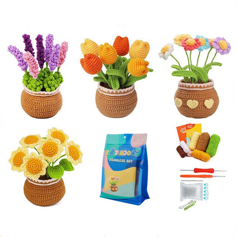 Elegant Crochet Kit: Flower Pot for Home Decor and Gifting! - Etsy