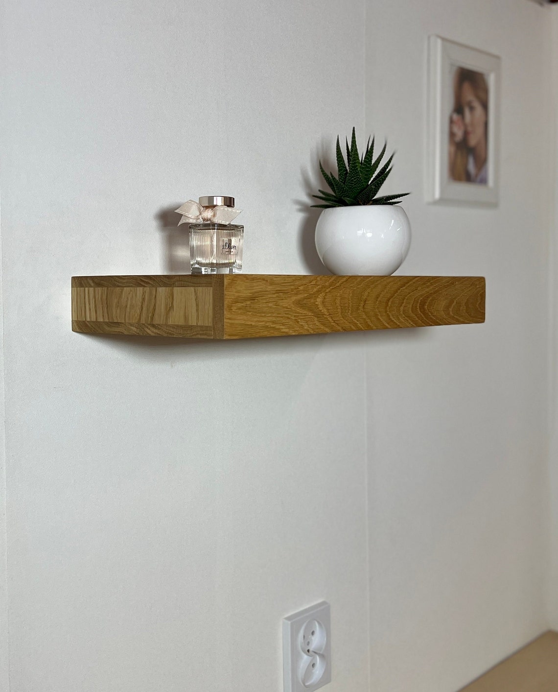 Rustic Oak Floating Shelf With Secret Storage, Compact Wall Organizer ...