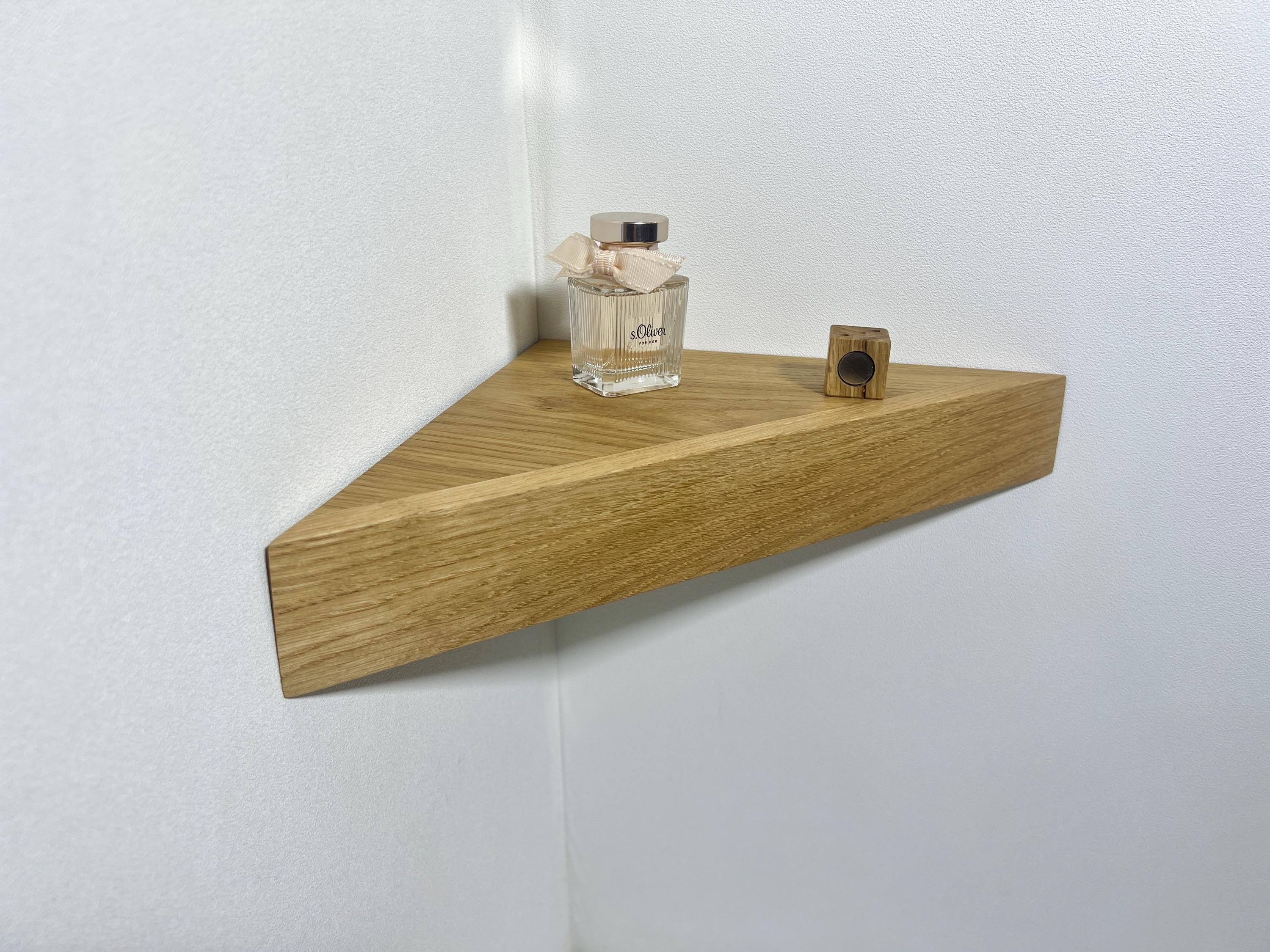 Minimalist Oak Corner Shelf With Hidden Storage and Magnetic Lock - Etsy