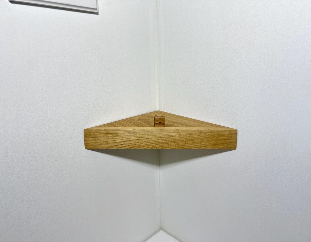 Minimalist Oak Corner Shelf With Hidden Storage and Magnetic Lock - Etsy