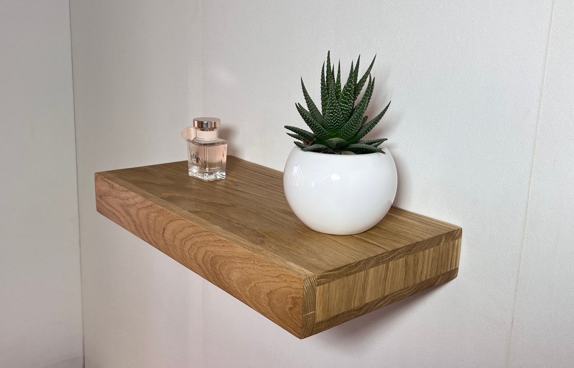 Rustic Oak Floating Shelf With Secret Storage, Compact Wall Organizer ...