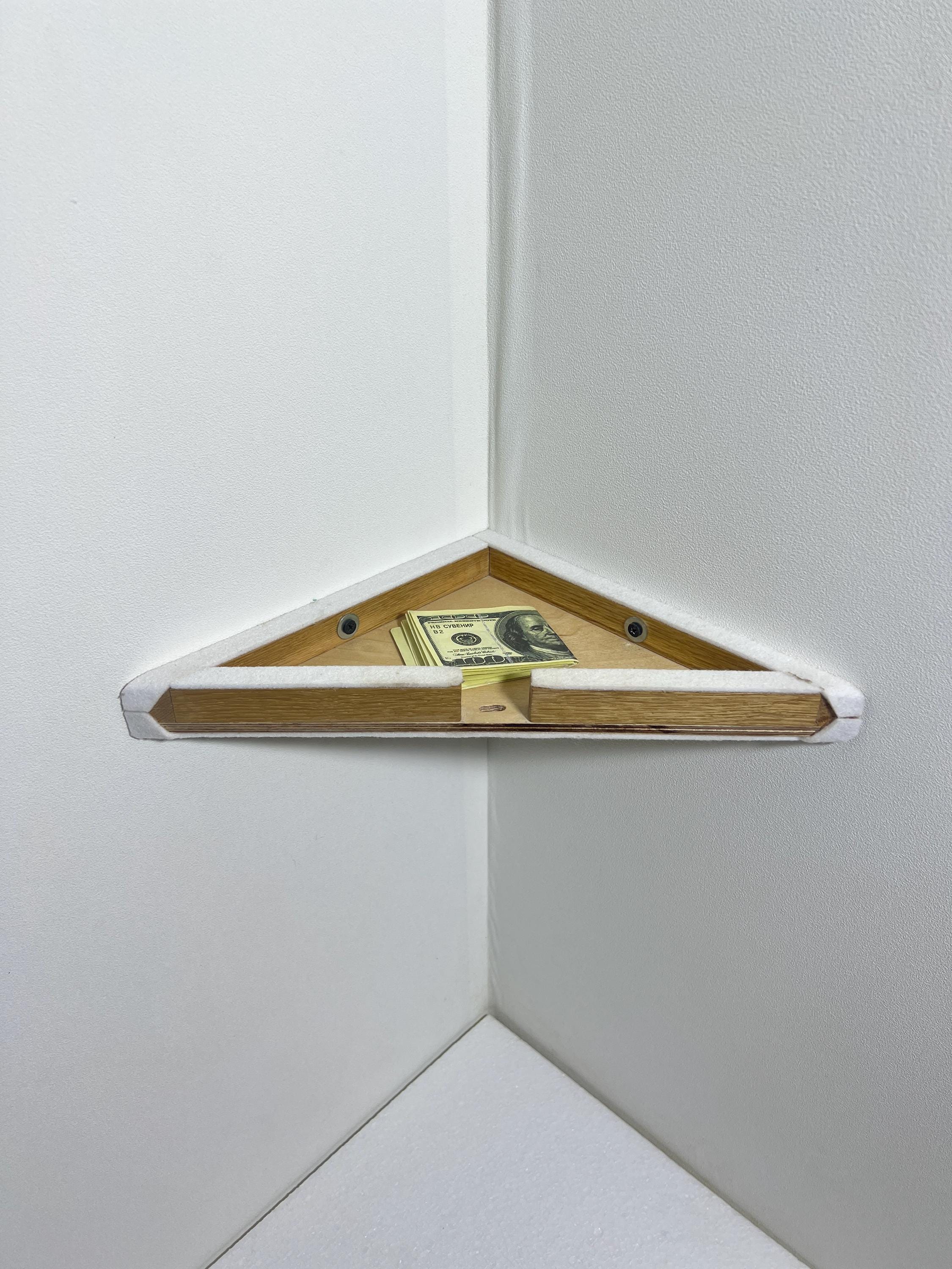 Minimalist Oak Corner Shelf With Hidden Storage and Magnetic Lock - Etsy