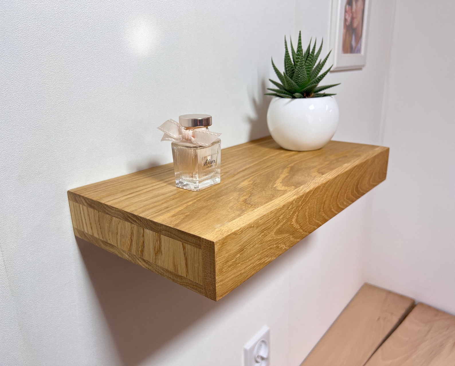 Rustic Oak Floating Shelf With Secret Storage, Compact Wall Organizer ...