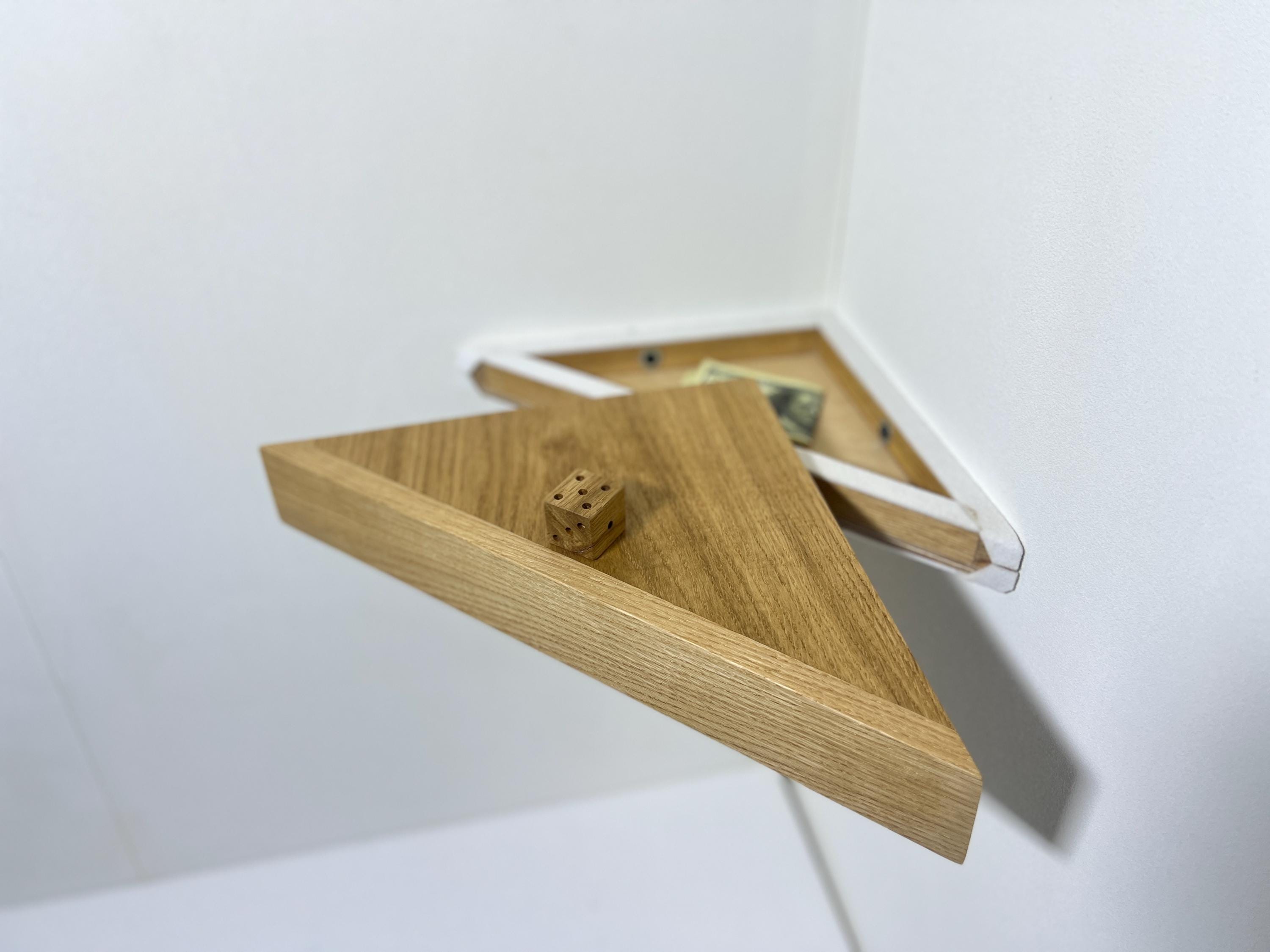 Minimalist Oak Corner Shelf With Hidden Storage and Magnetic Lock - Etsy