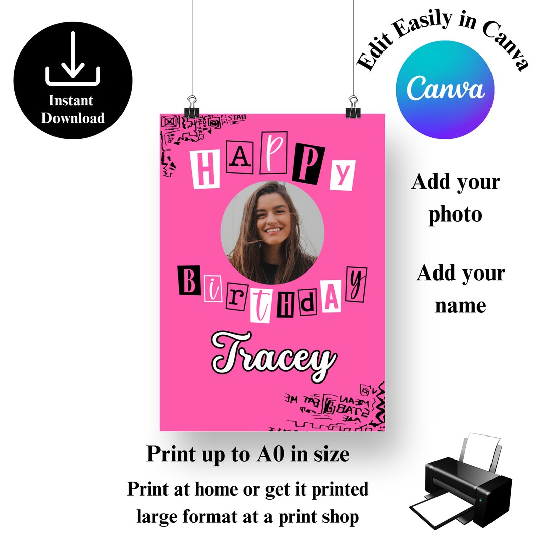 Editable Mean Girls Themed Party Poster - Add Your Name & Photo ...