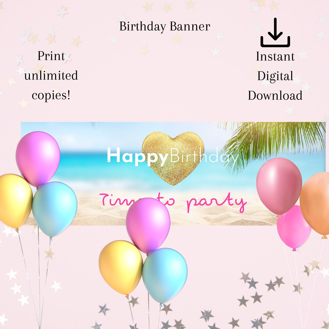 Tropical Island Happy Birthday Banner - Etsy