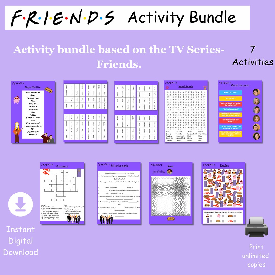 Friends TV Series Party Games and Activities for Adults and Teens - Etsy