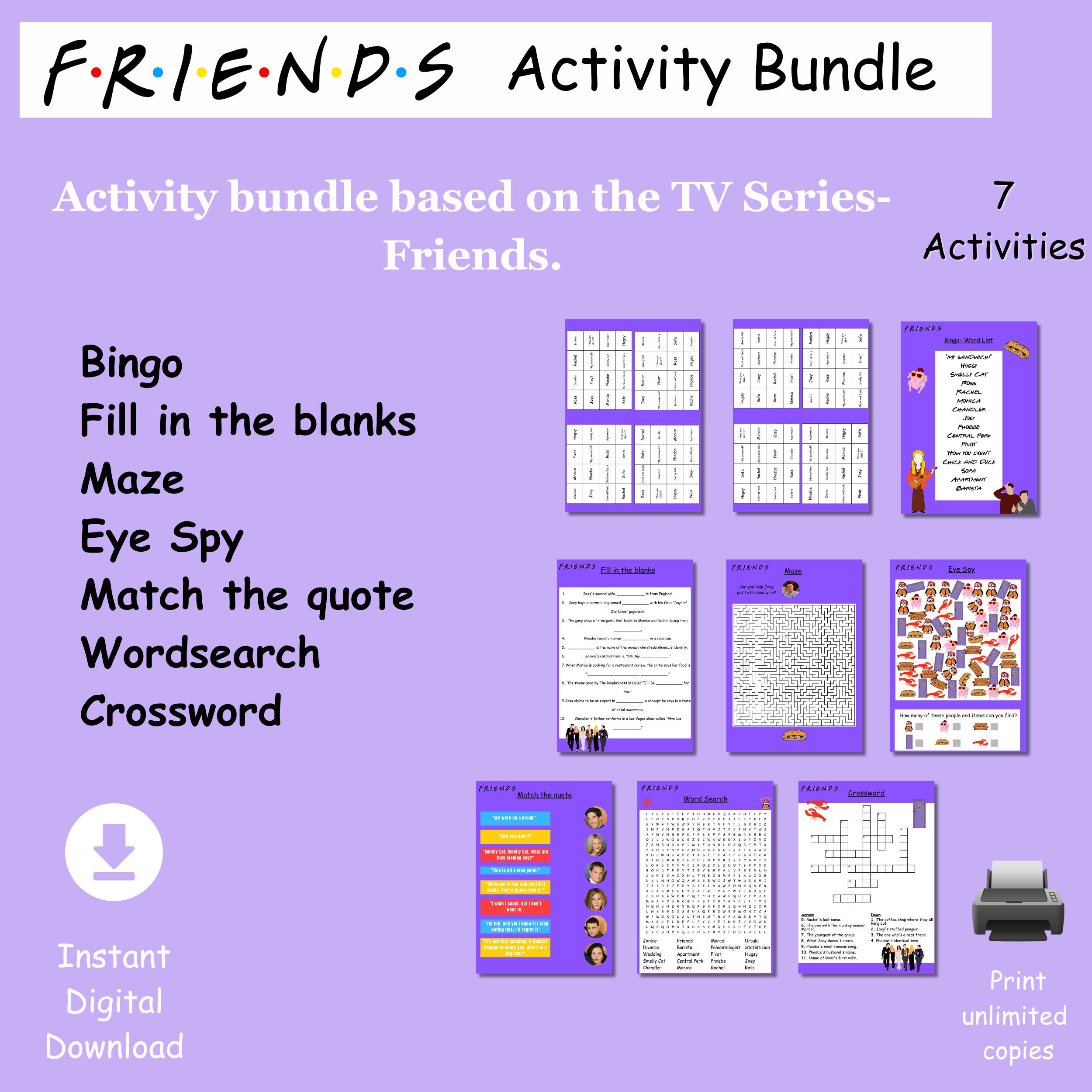 Friends TV Series Party Games and Activities for Adults and Teens - Etsy
