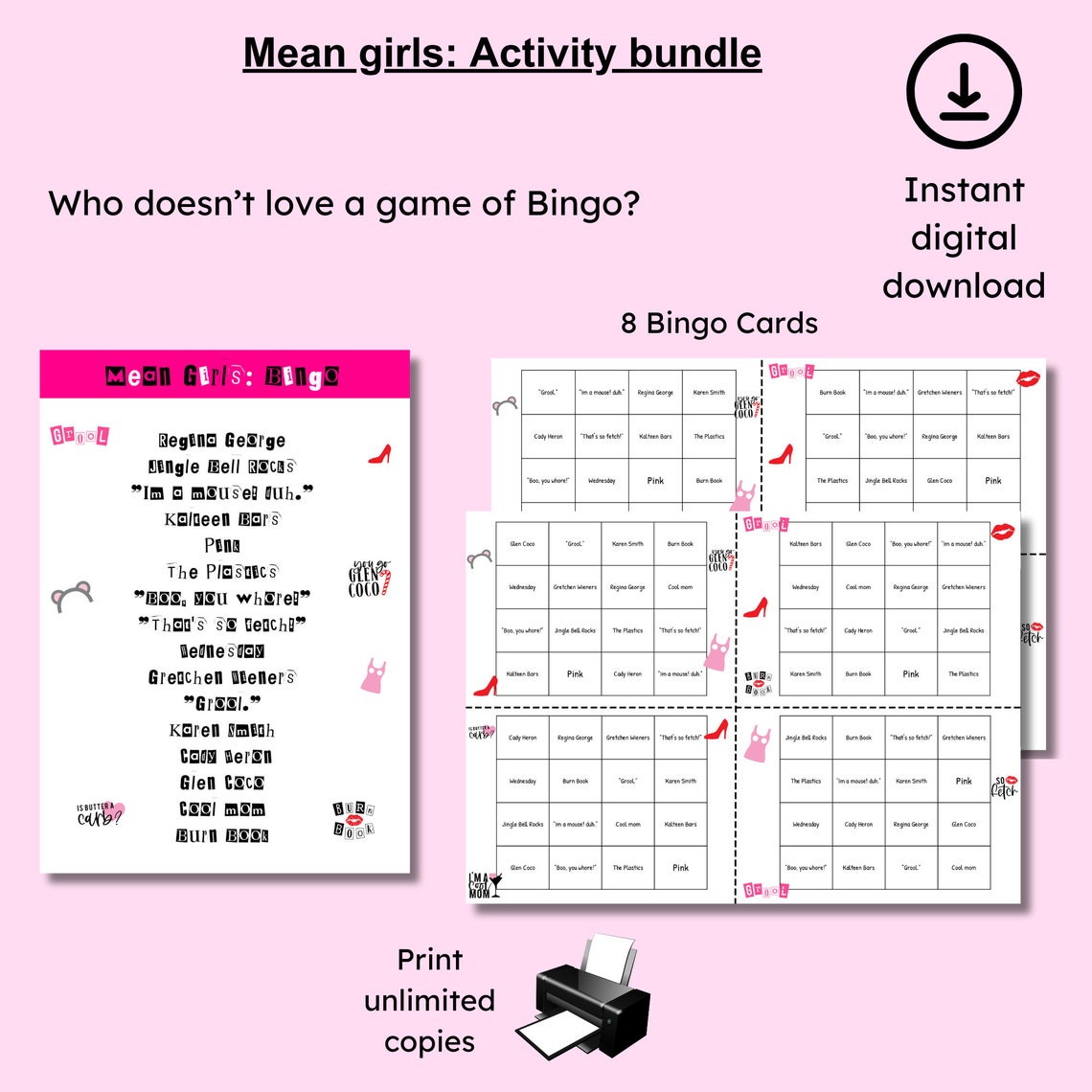 Mean Girls Party Games and Activities for Adults and Teens - Etsy