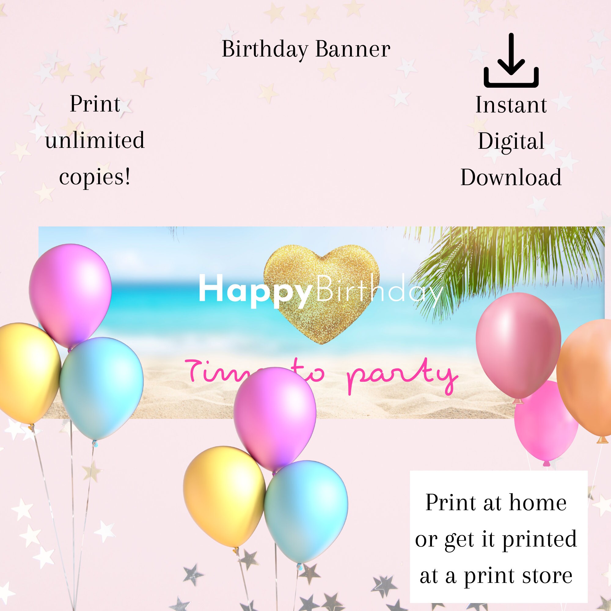 Tropical Island Happy Birthday Banner - Etsy