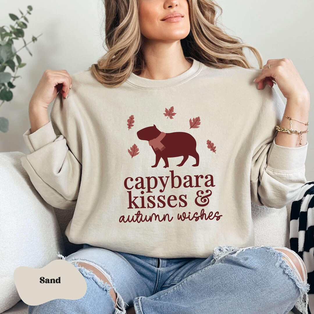 Capybara Sweatshirt, Fall Capybara Crewneck, Halloween Capybara Gift ...