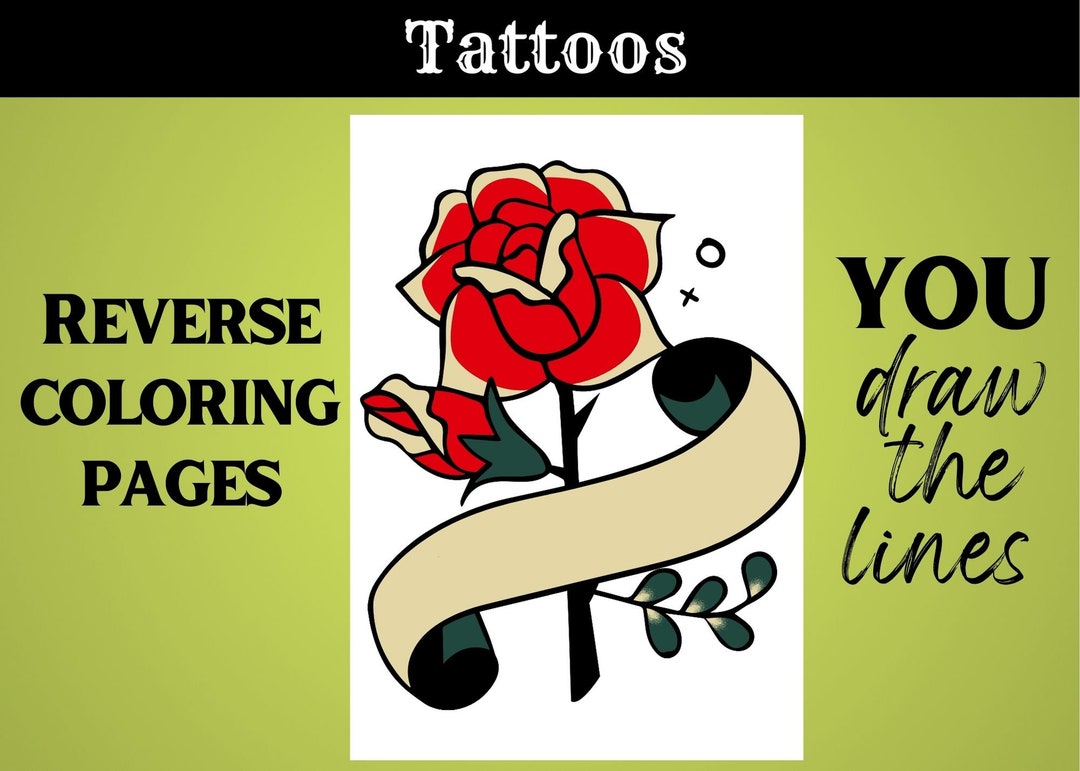 Reverse Coloring Book YOU Draw the Lines Tattoos instant Download - Etsy