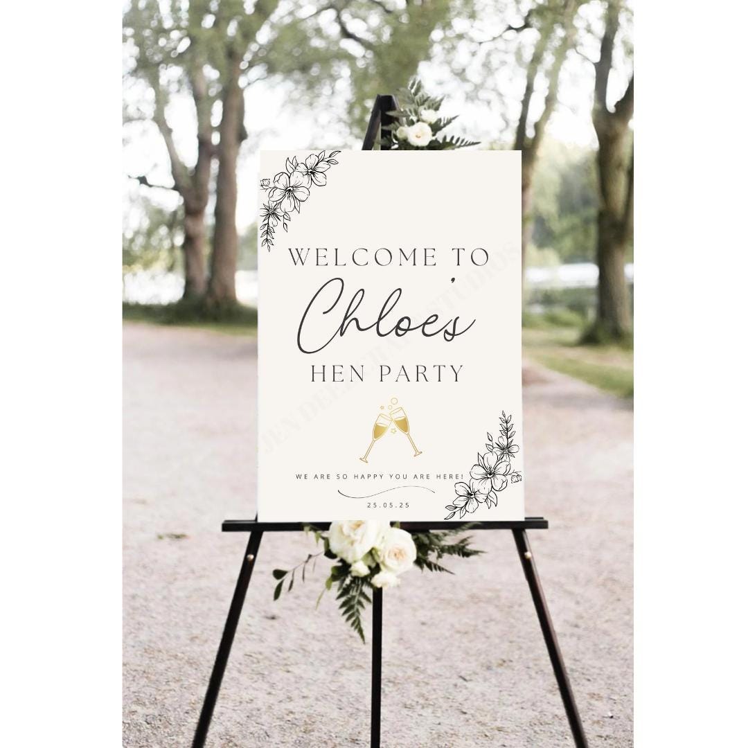 Editable Hen Party Welcome Sign, Hen Party Welcome Sign, Cream Hen ...