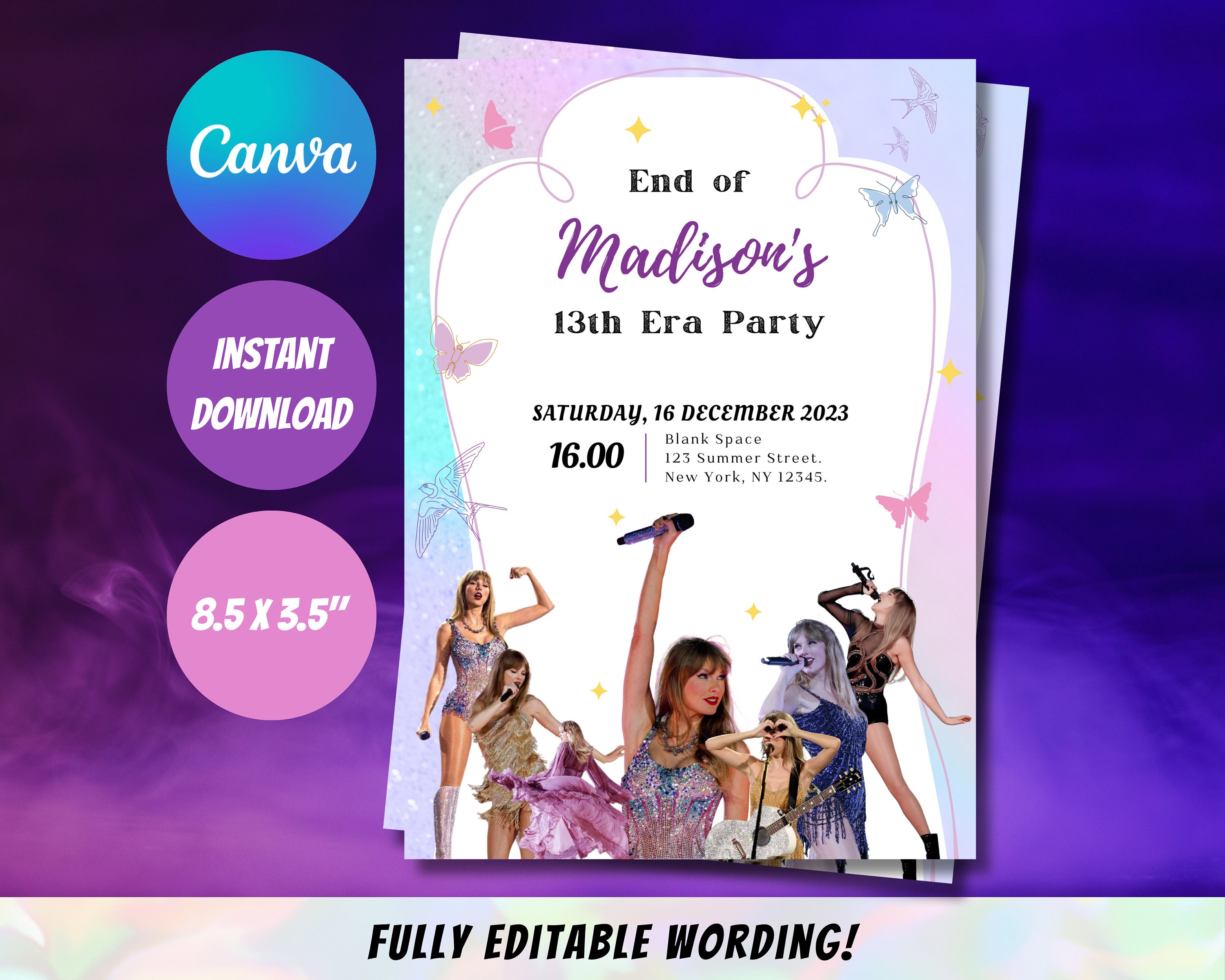 Editable Taylor Swift the Eras Tour Ticket Birthday Party Invitation ... Editable Taylor Swift the Eras Tour Ticket Birthday Party Invitation ...