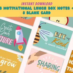 Printable Lunch Box Notes and Blank Notes for Kids With Motivation ...