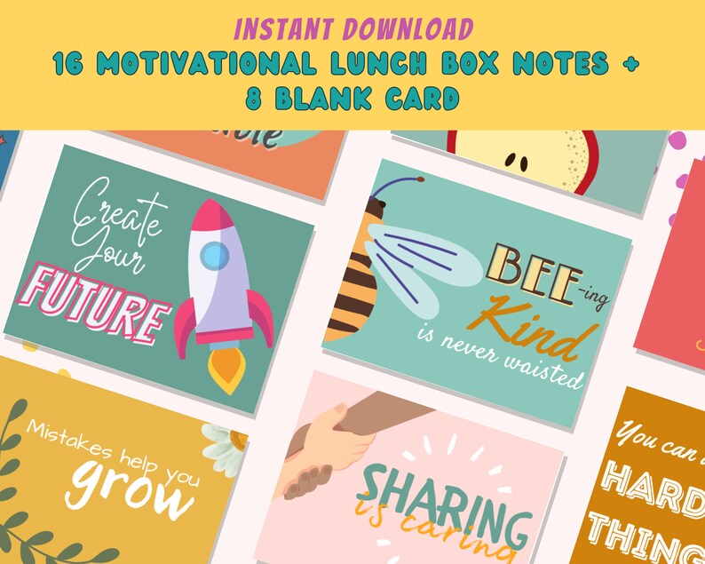 Printable Lunch Box Notes and Blank Notes for Kids With Motivation ...