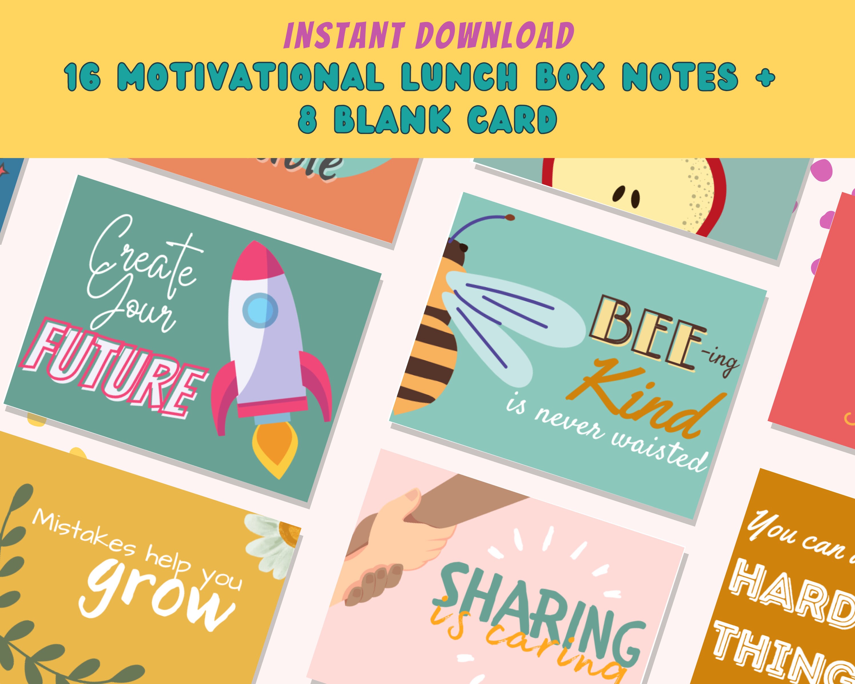 Printable Lunch Box Notes and Blank Notes for Kids With Motivation ...