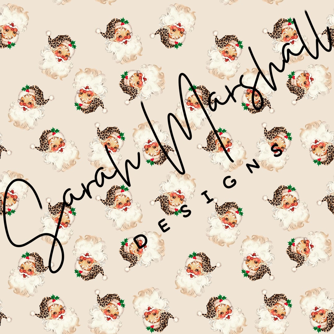 Vintage Santa Leopard, Cream Background Seamless File - Etsy