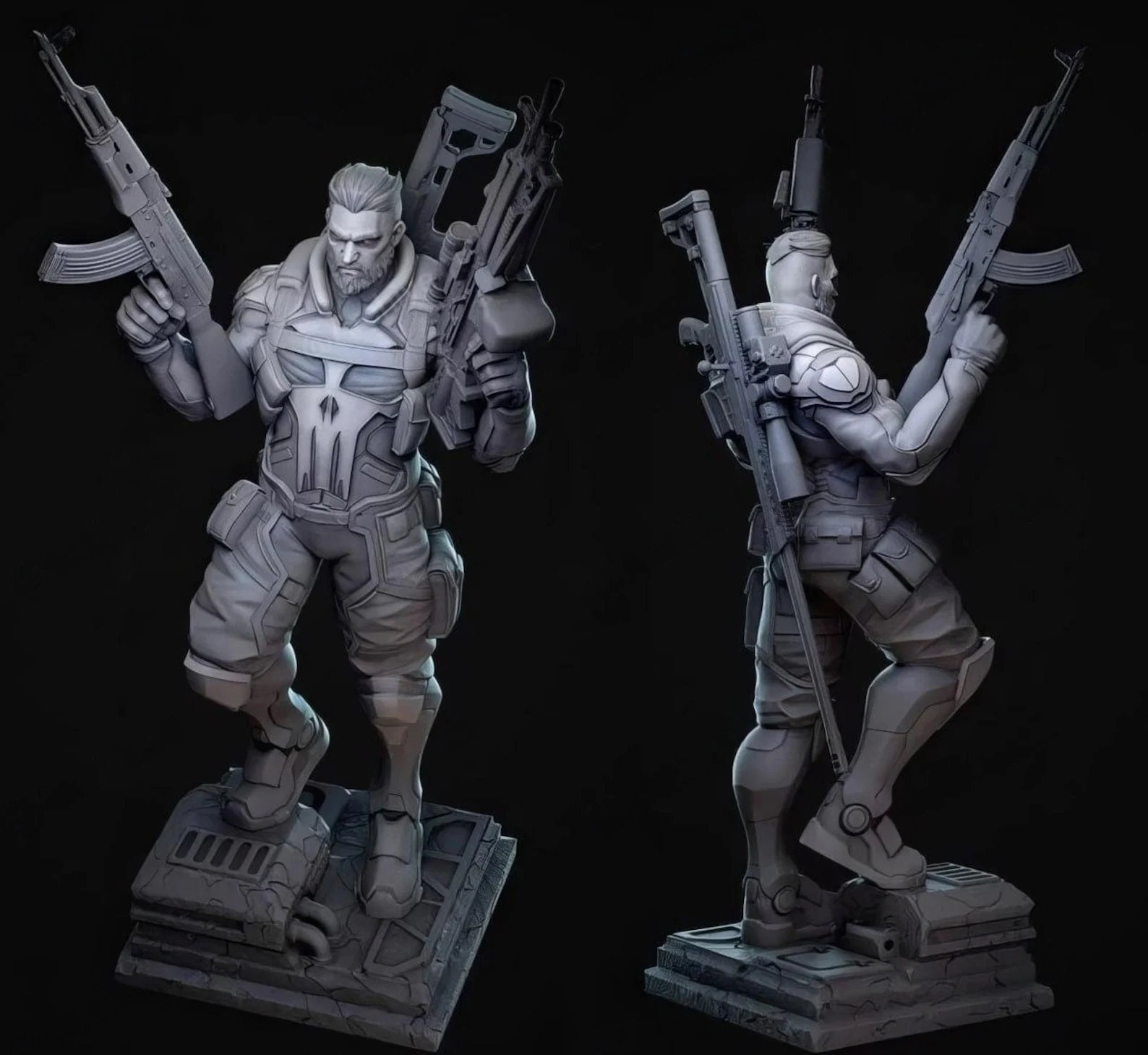 Punisher 2099 3d Stl File,stl File 3d Printing,assembly Figurine 3d Stl ...