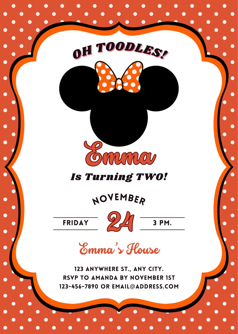 Minnie Mouse Birthday Party Invitation L Editable Birthday Party ...