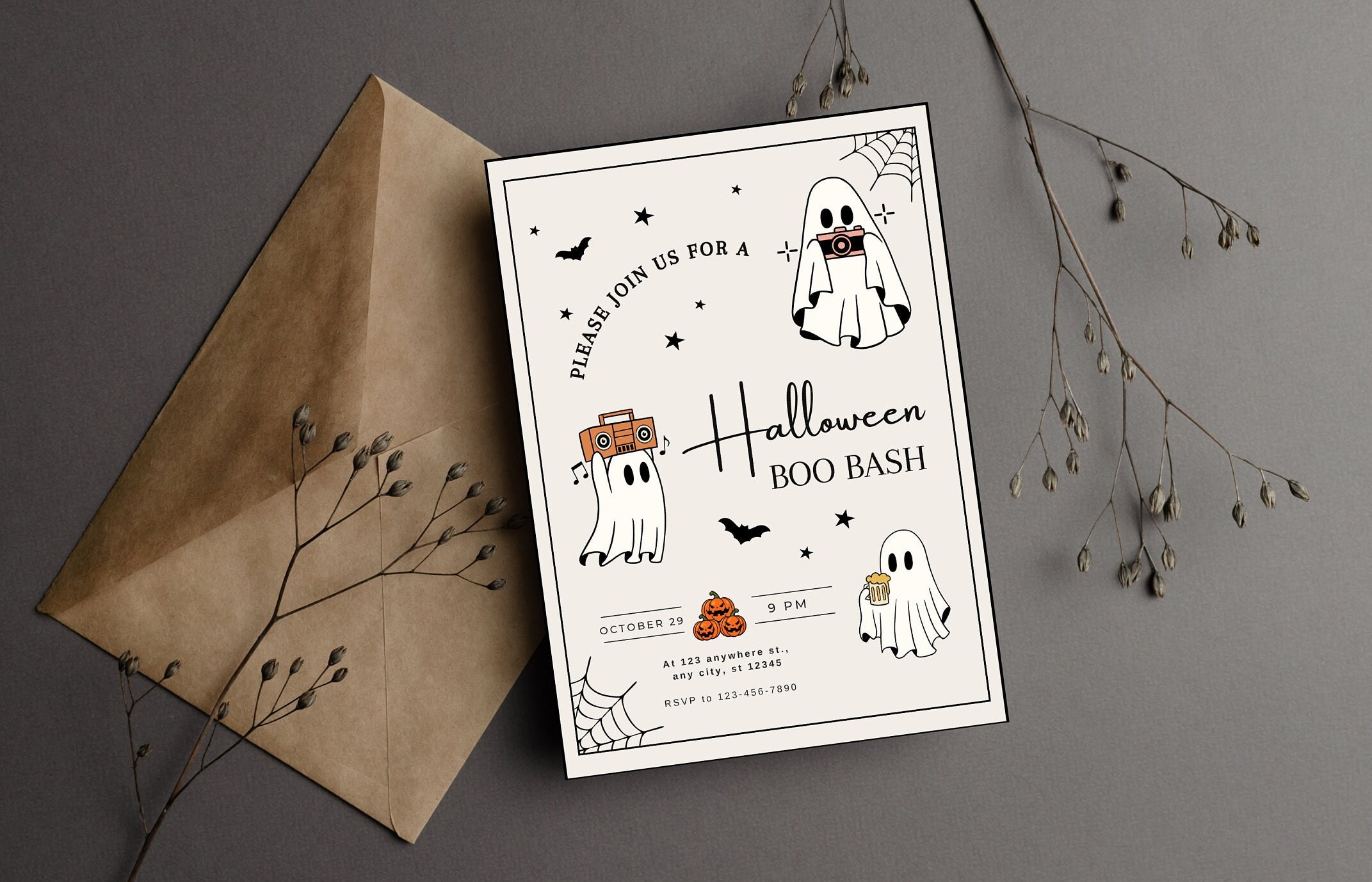 Boo Bash Halloween Party Invitation L Editable Halloween Party ...