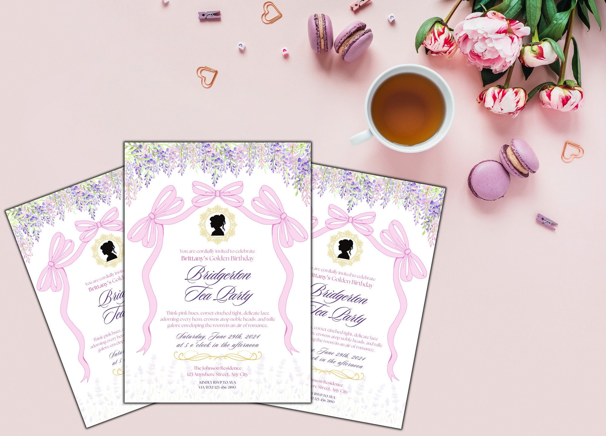 BRIDGERTON Tea Party Birthday Invitation I Bridgerton Event Invitation ...