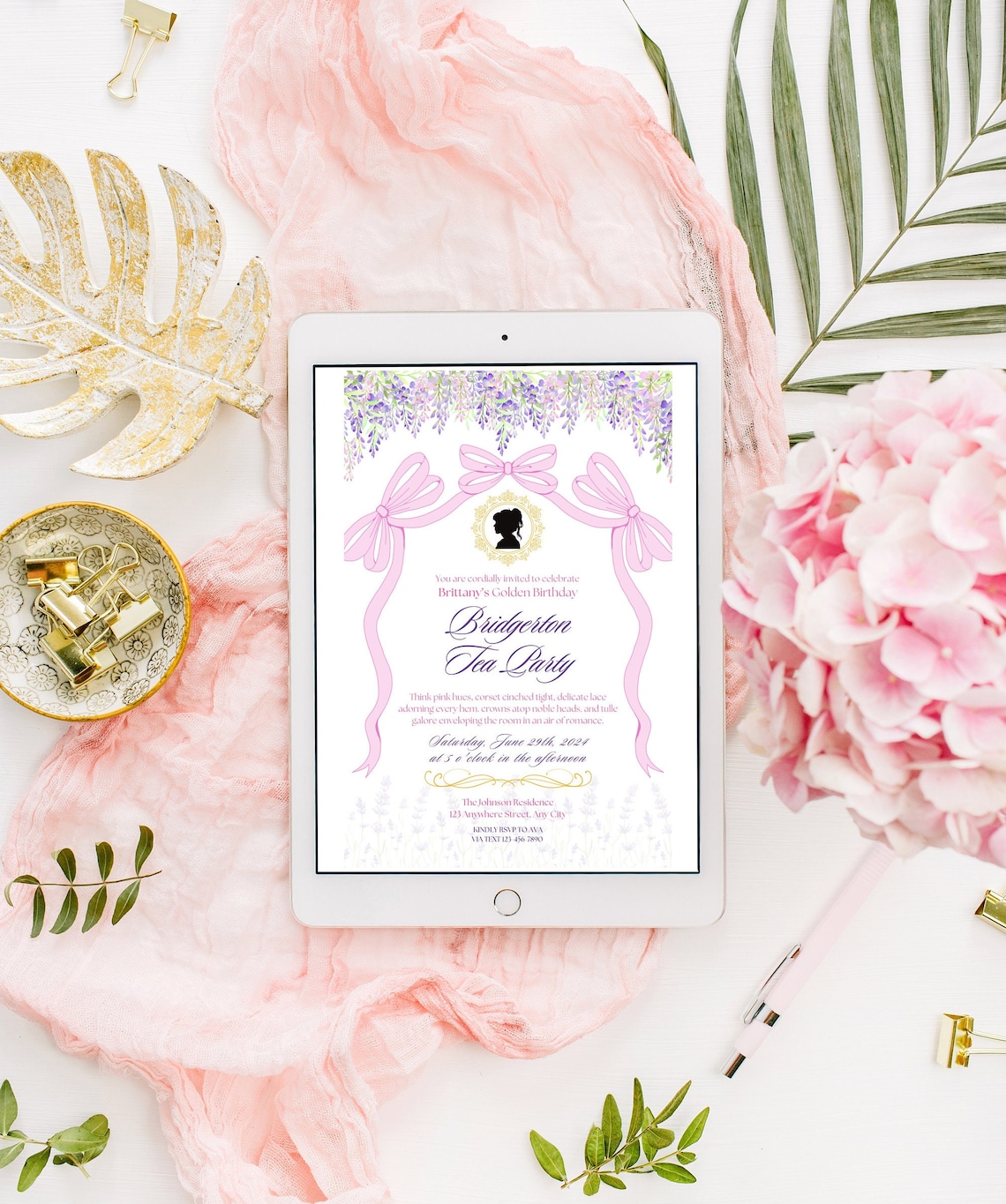 BRIDGERTON Tea Party Birthday Invitation I Bridgerton Event Invitation ...