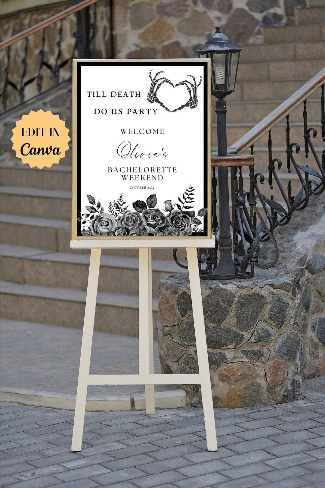 Till Death Do Us Party Bachelorette Welcome Sign L Skeleton Heart Party ...