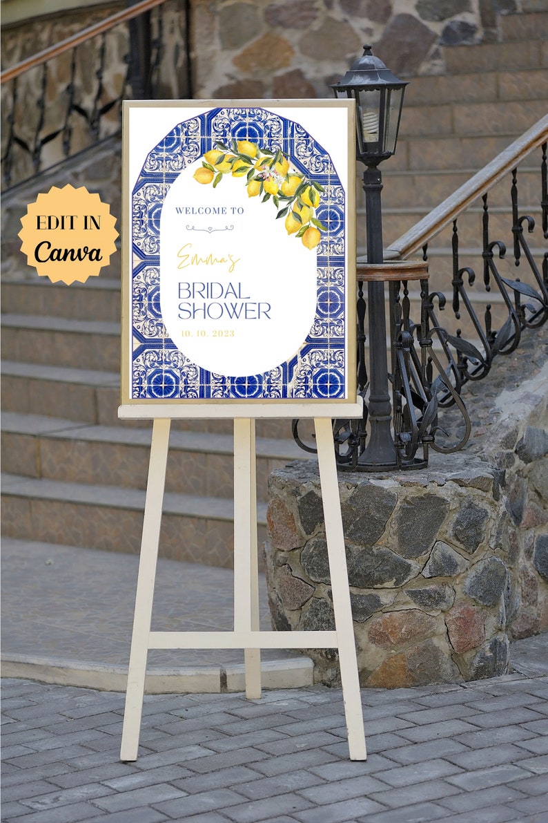 Amalfi Coast Theme Welcome Sign Template, Mediterranean Bridal Shower ...