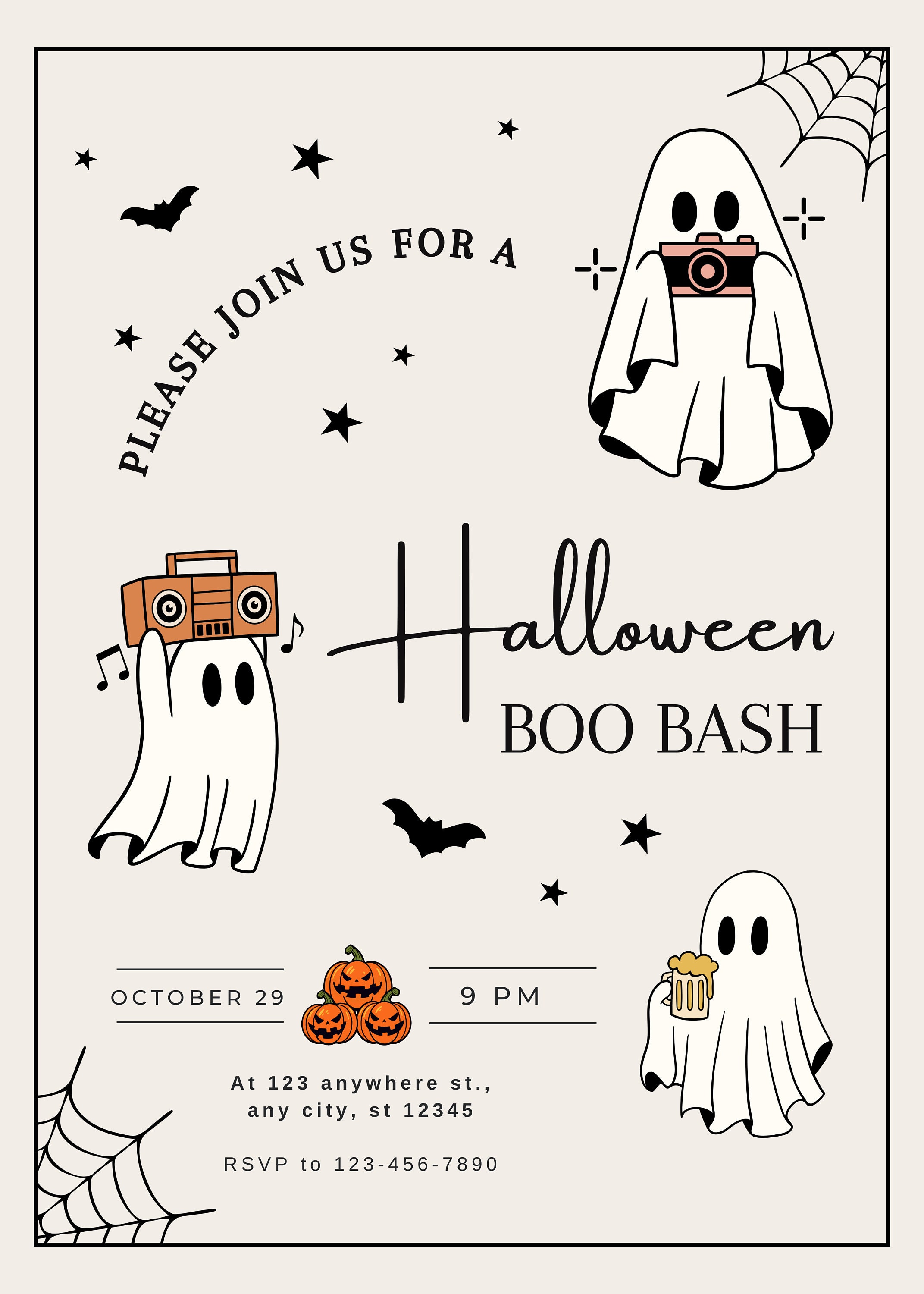 Boo Bash Halloween Party Invitation L Editable Halloween Party ...