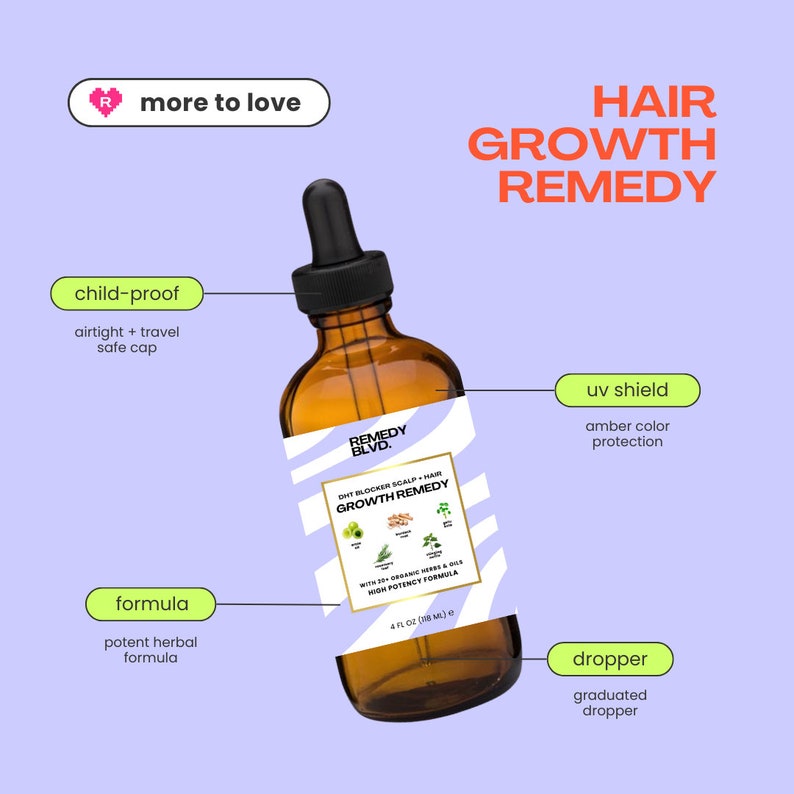 DHT Blocker Scalp Hair Growth Remedy 20 Organic Herbs & Oils Gotu Kola ...